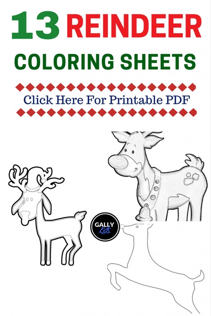 FREE PDF: 13 Christmas Reindeer Coloring Pages [Face, Antlers, Cute]